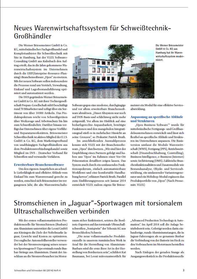 Schweißtechnik-Spezialist Briesemeister führt ERP-Software UPOS von ...